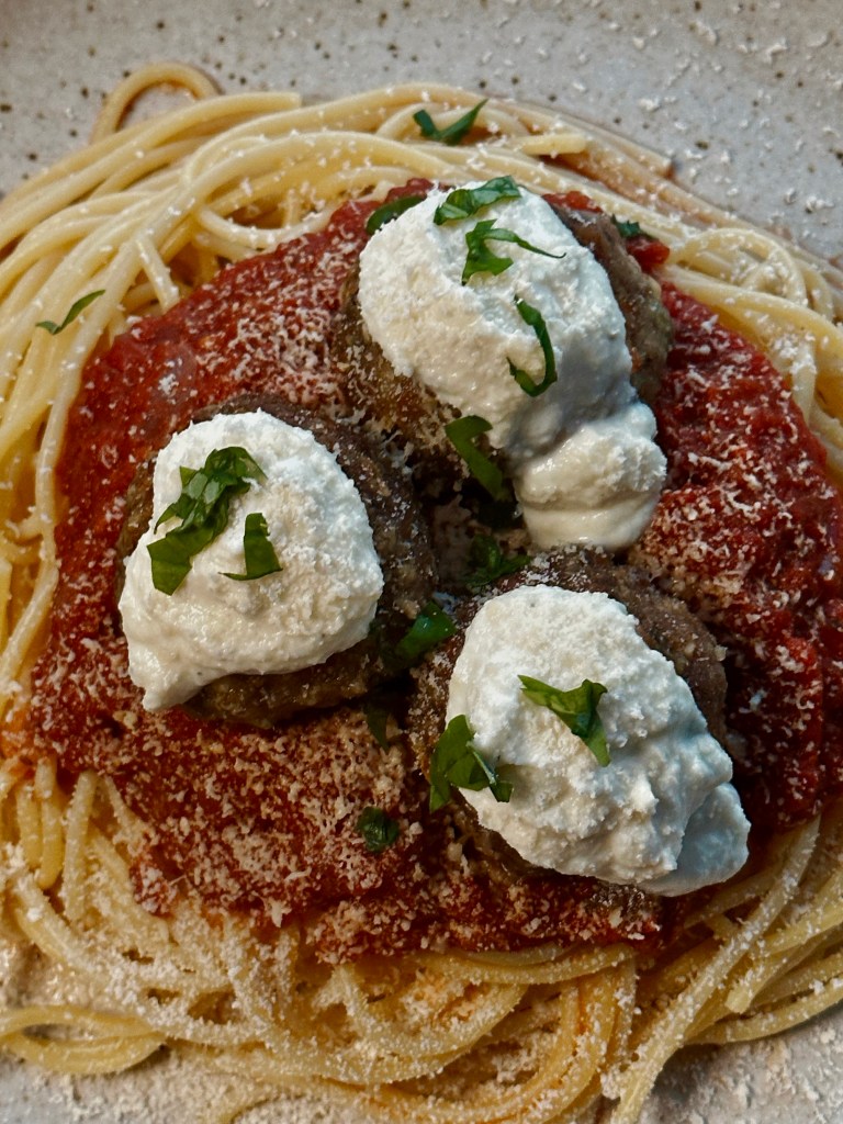 Spicy Arrabbiata Meatballs & Whipped Ricotta - RED LID LEMONADE